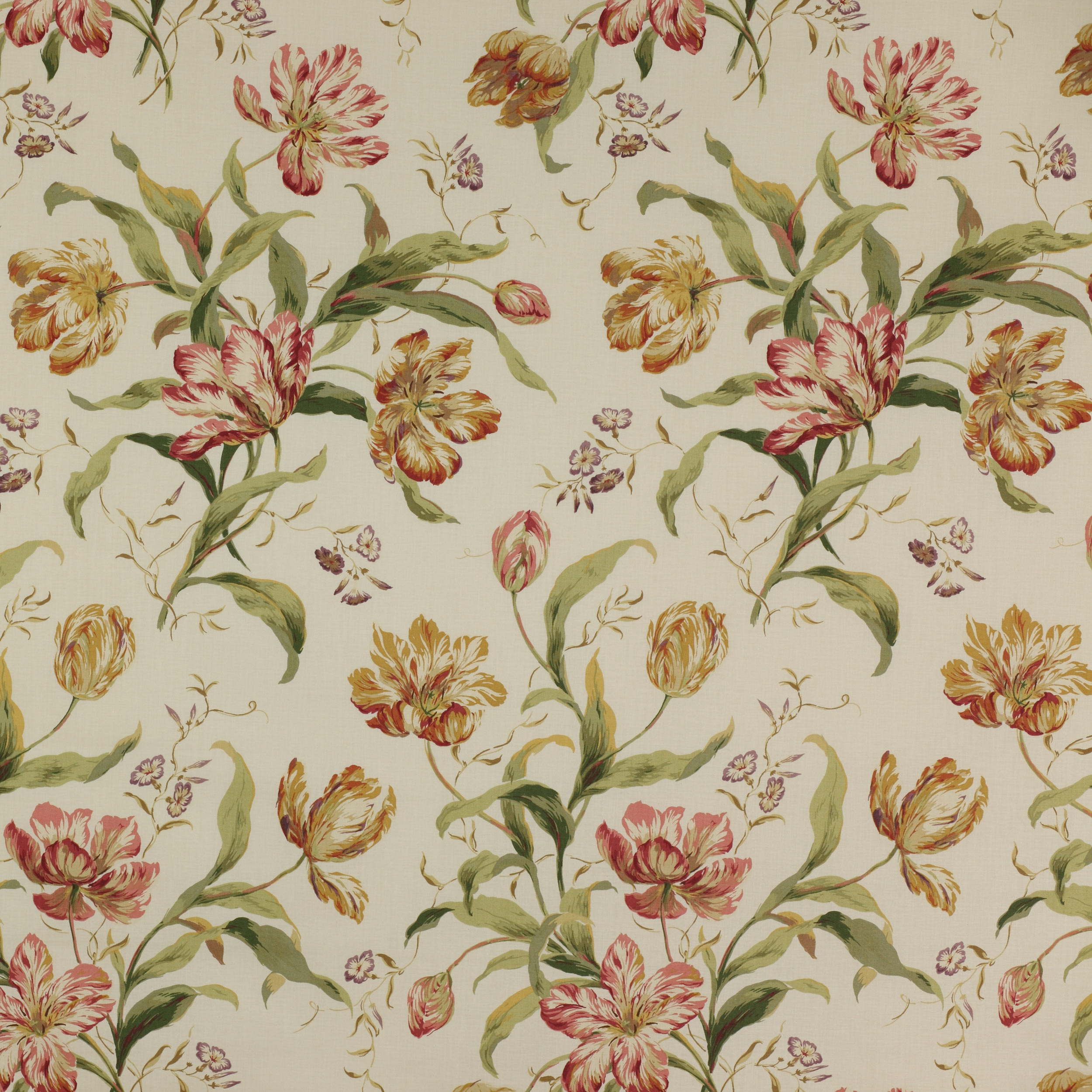 Delft Tulips Fabric in Pink/Ochre by Colefax and Fowler