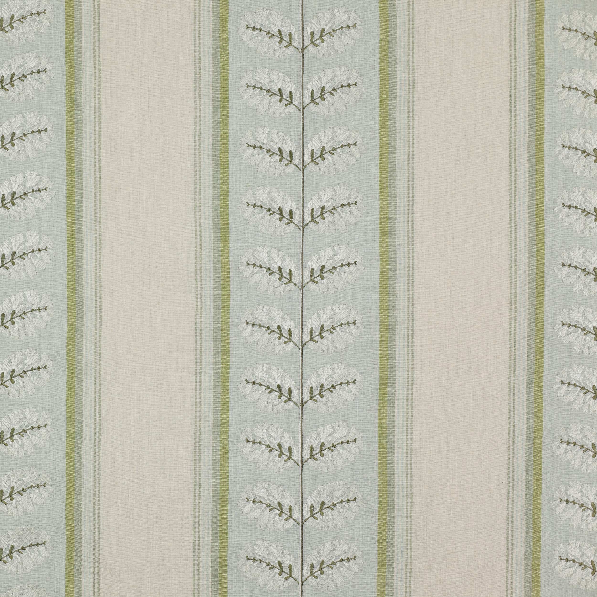 Woodcote Stripe Fabric in Aqua/Green by Colefax and Fowler