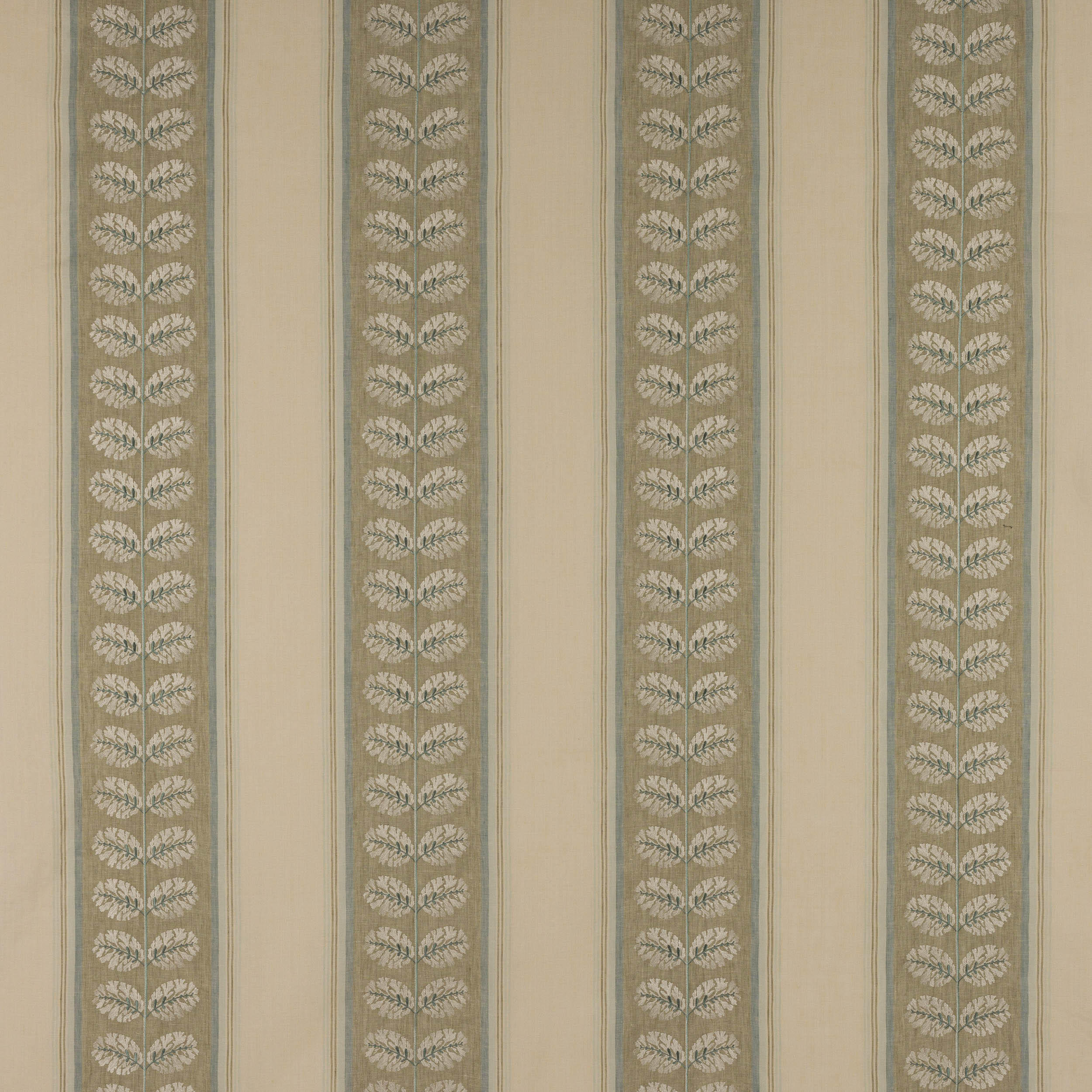 Woodcote Stripe Fabric in Aqua/Green by Colefax and Fowler