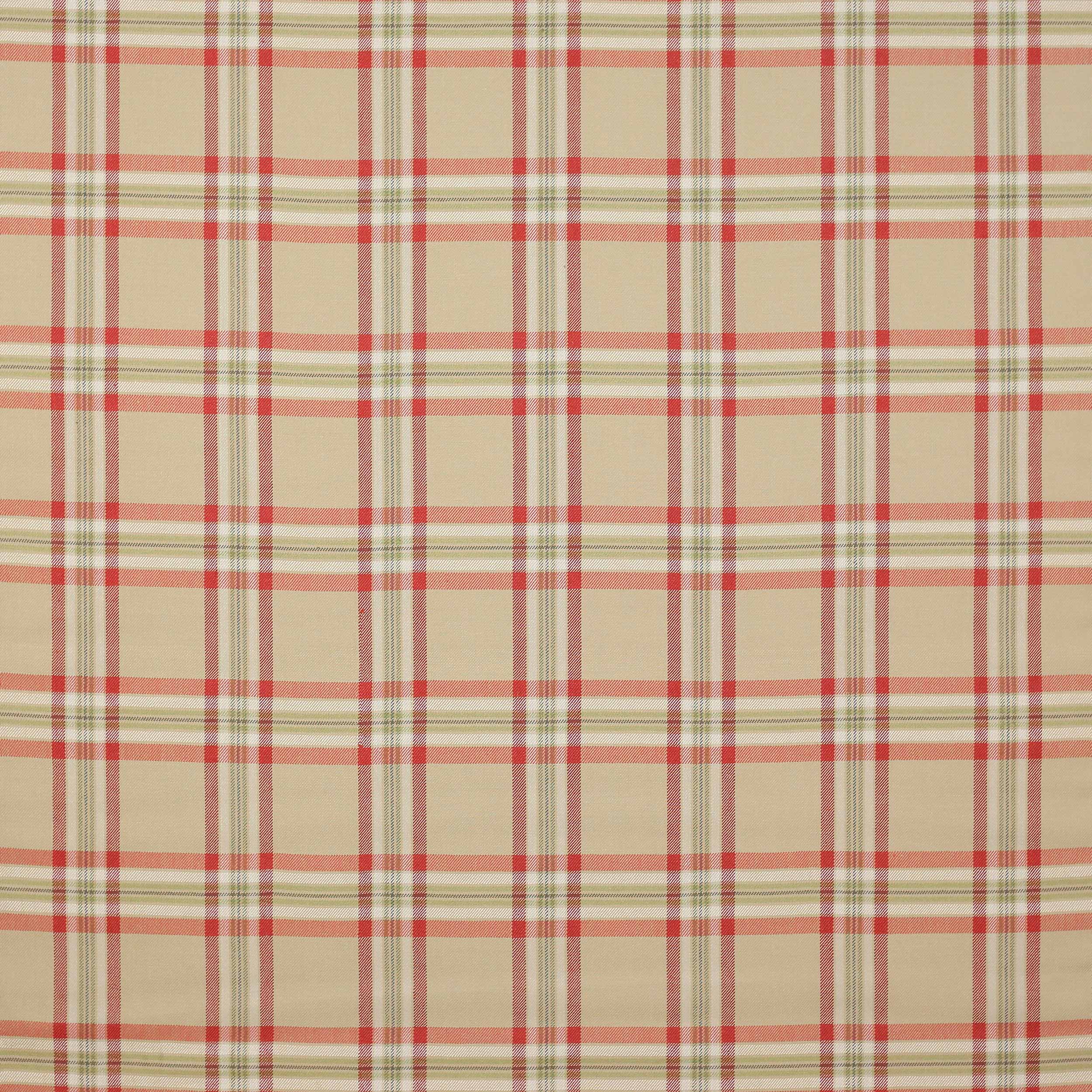 Malone Check Fabric in Red/Green by Colefax and Fowler