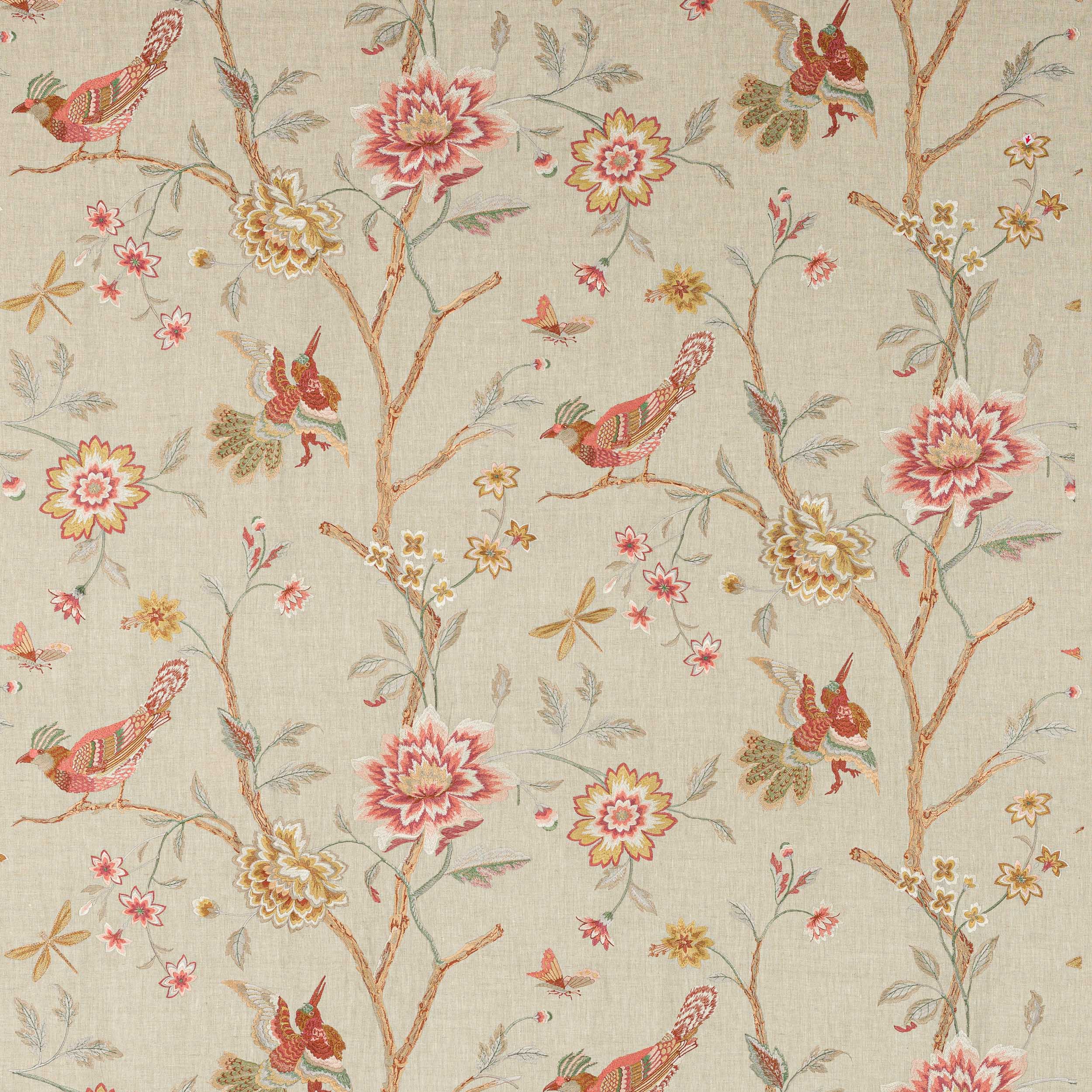 Olivia Fabric in Red/Green by Colefax and Fowler
