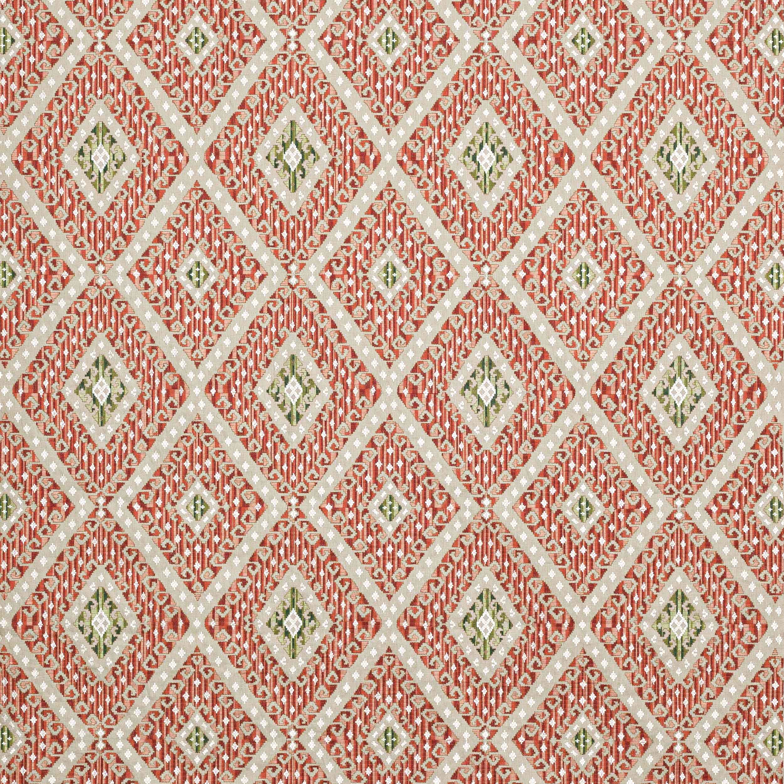 Rowley Fabric in Red/Green by Colefax and Fowler