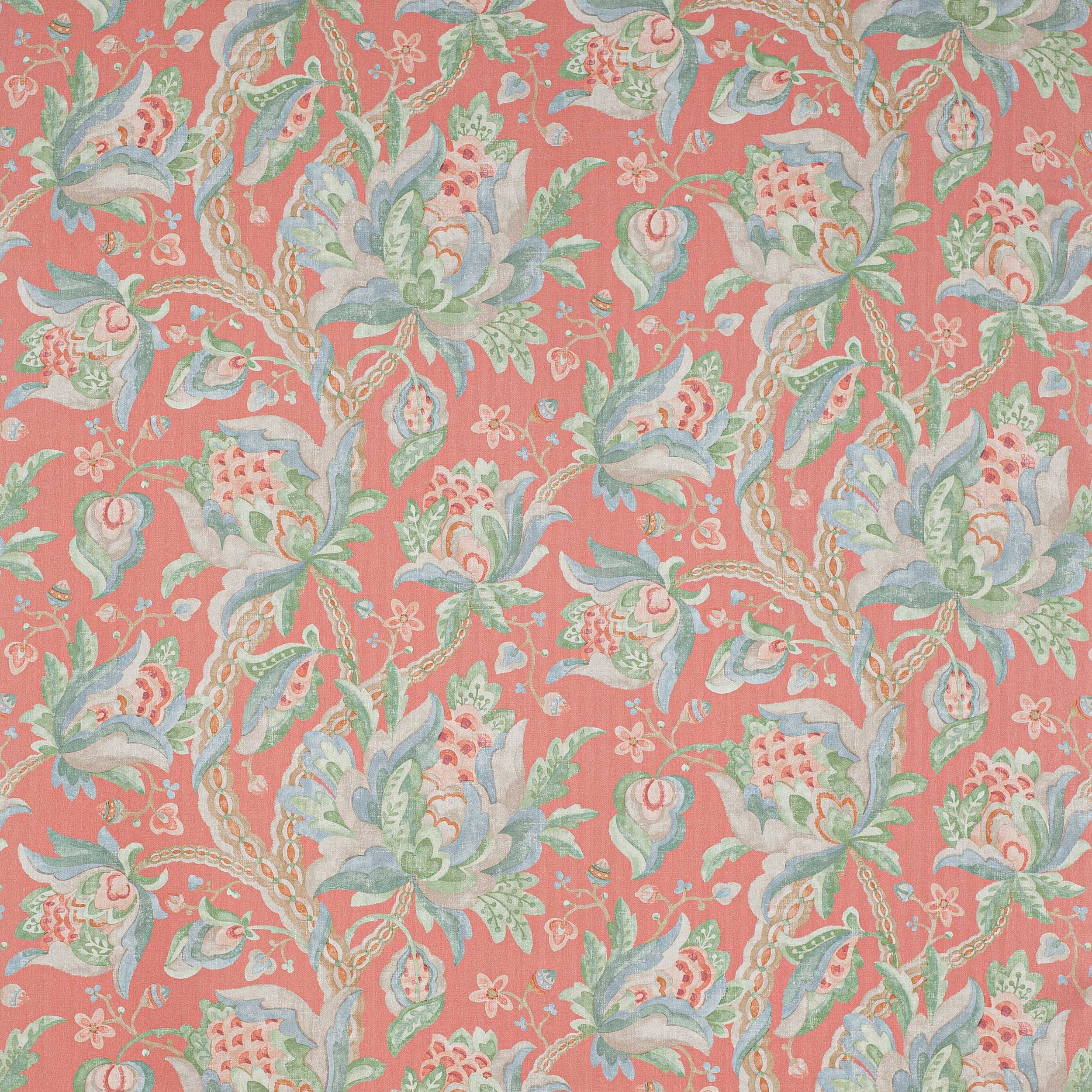Orlando Fabric in Coral/Sage by Colefax and Fowler