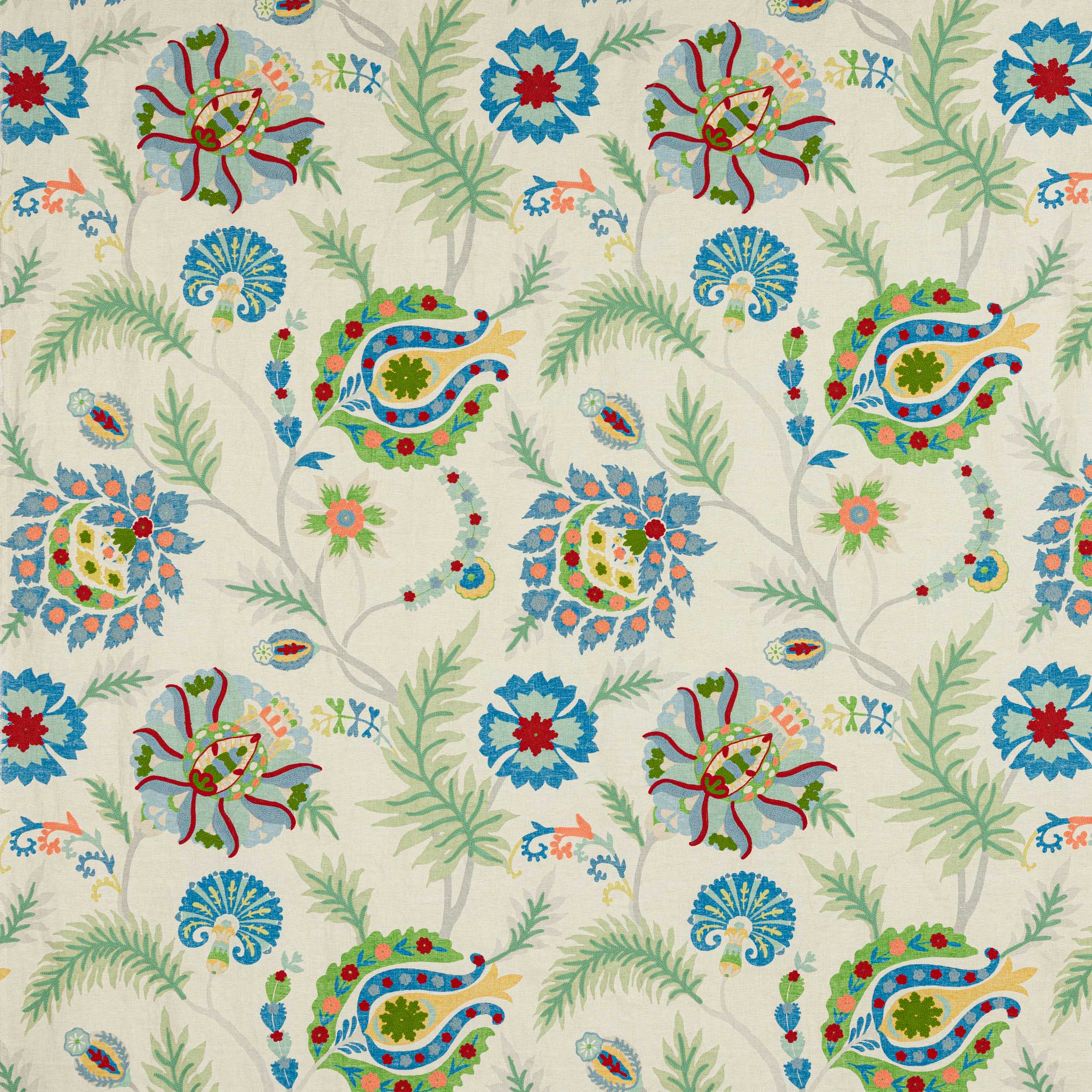 Bukhara Fabric in Green/Multi by Jane Churchill
