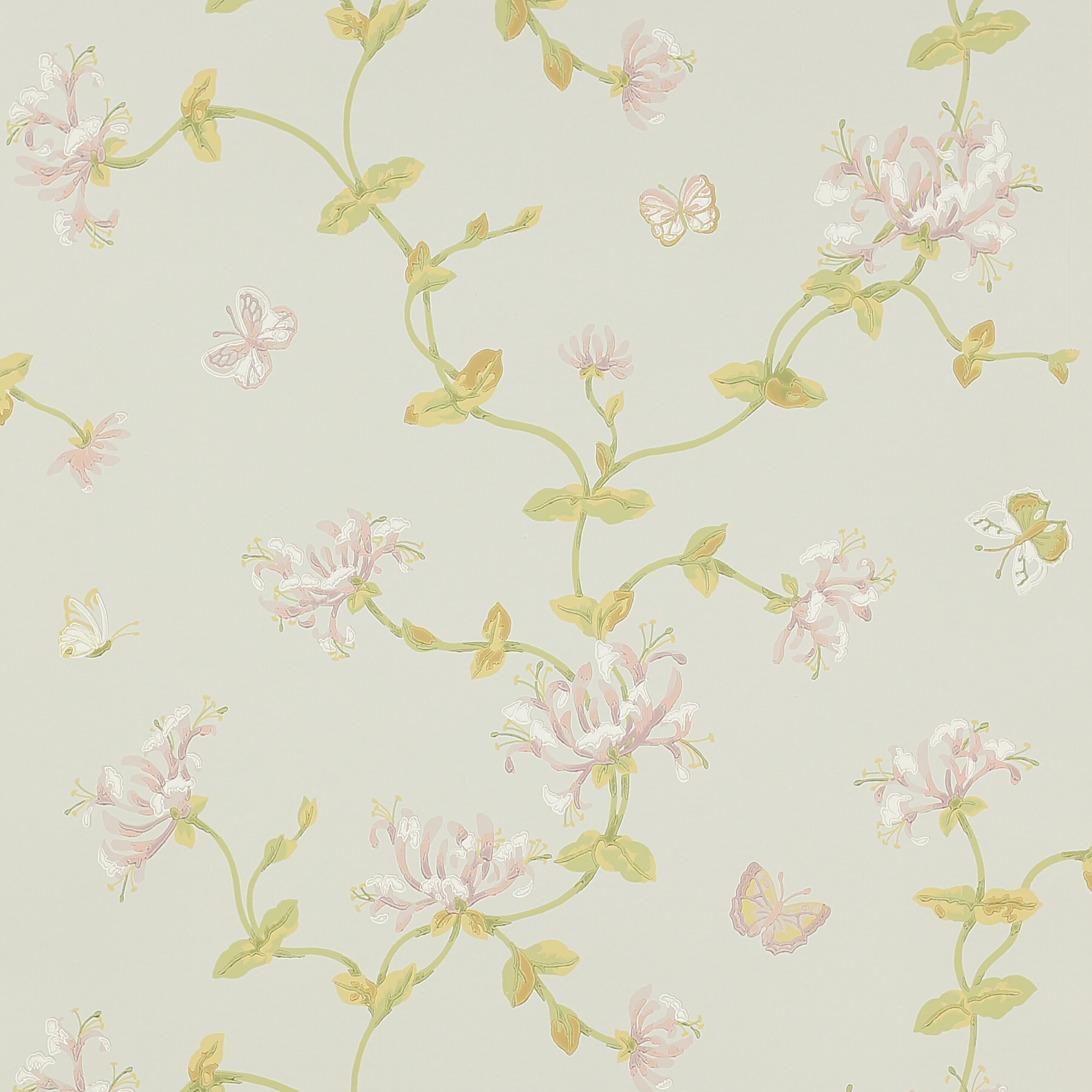 Honeysuckle Garden Wallpaper in Pink/Green by Colefax and Fowler